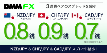【DMM.com証券】CHF/JPY、NZD/JPY、CAD/JPYの基準スプレッドを縮小！ | OVO [オーヴォ]
